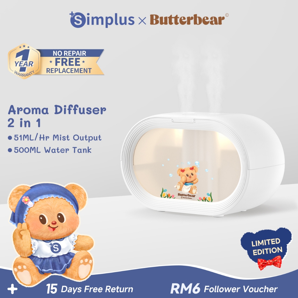 【Simplus×Butterbear】Humidifier Mini Desktop Dual-Spray with Ambient ...
