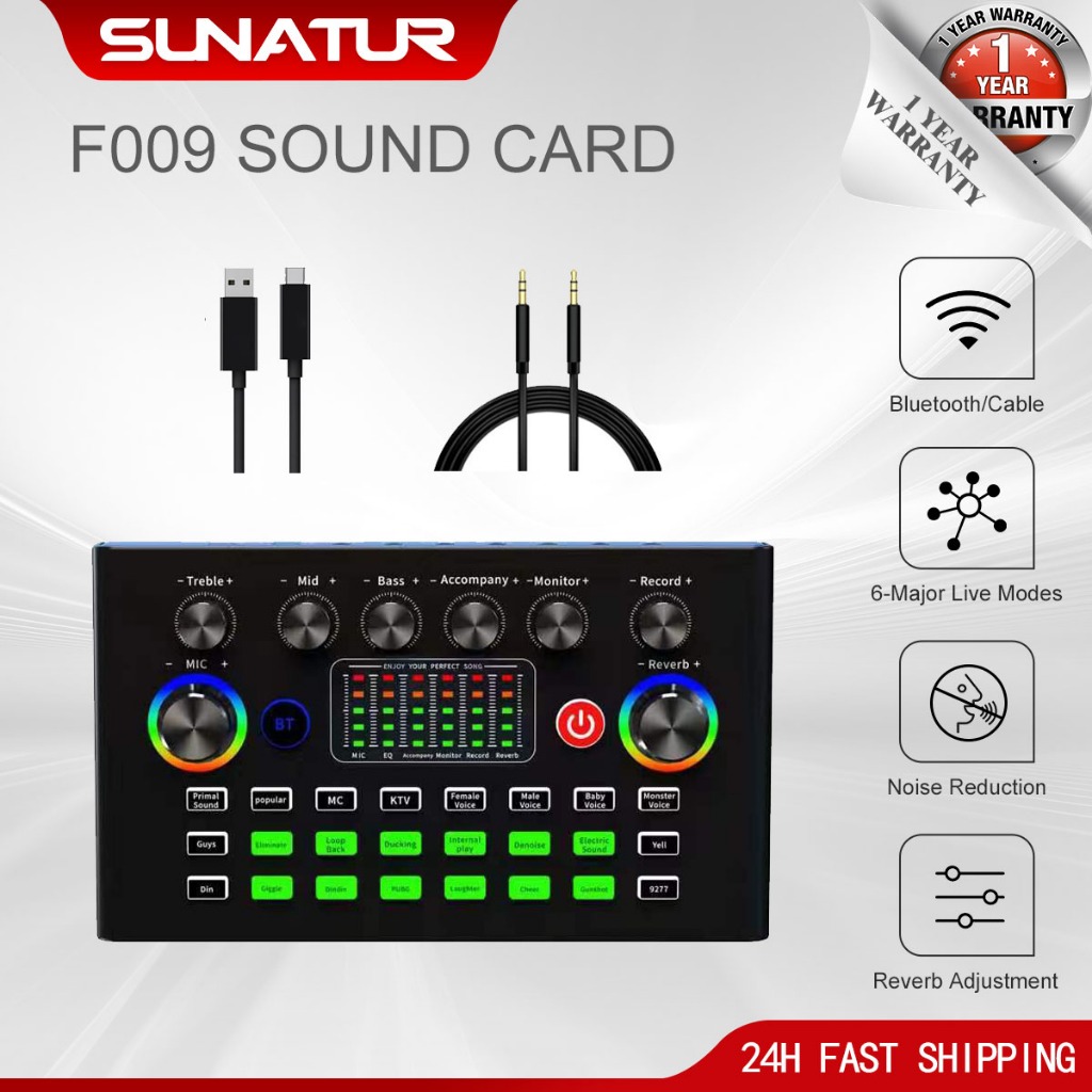 SUNATUR Sound Card Professional Live Sound Mixer Audio Amplifier Mixing ...