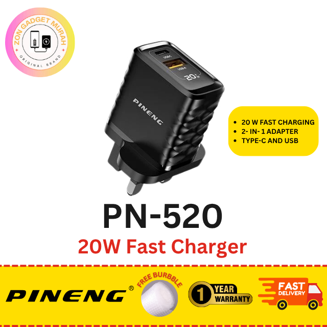 Pineng PN-520 20W Fast Charger | 2 IN 1 ADAPTER / PD + QC Super Fast ...