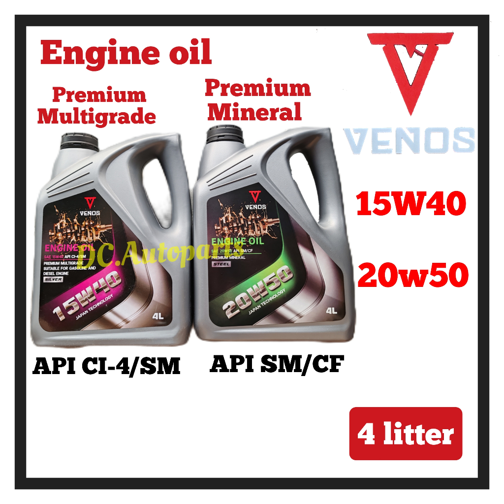 VENOS MINYAK ENJIN HITAM PREMIUM MULYIGRADE 15W40 / 20W50 PREMIUM ...