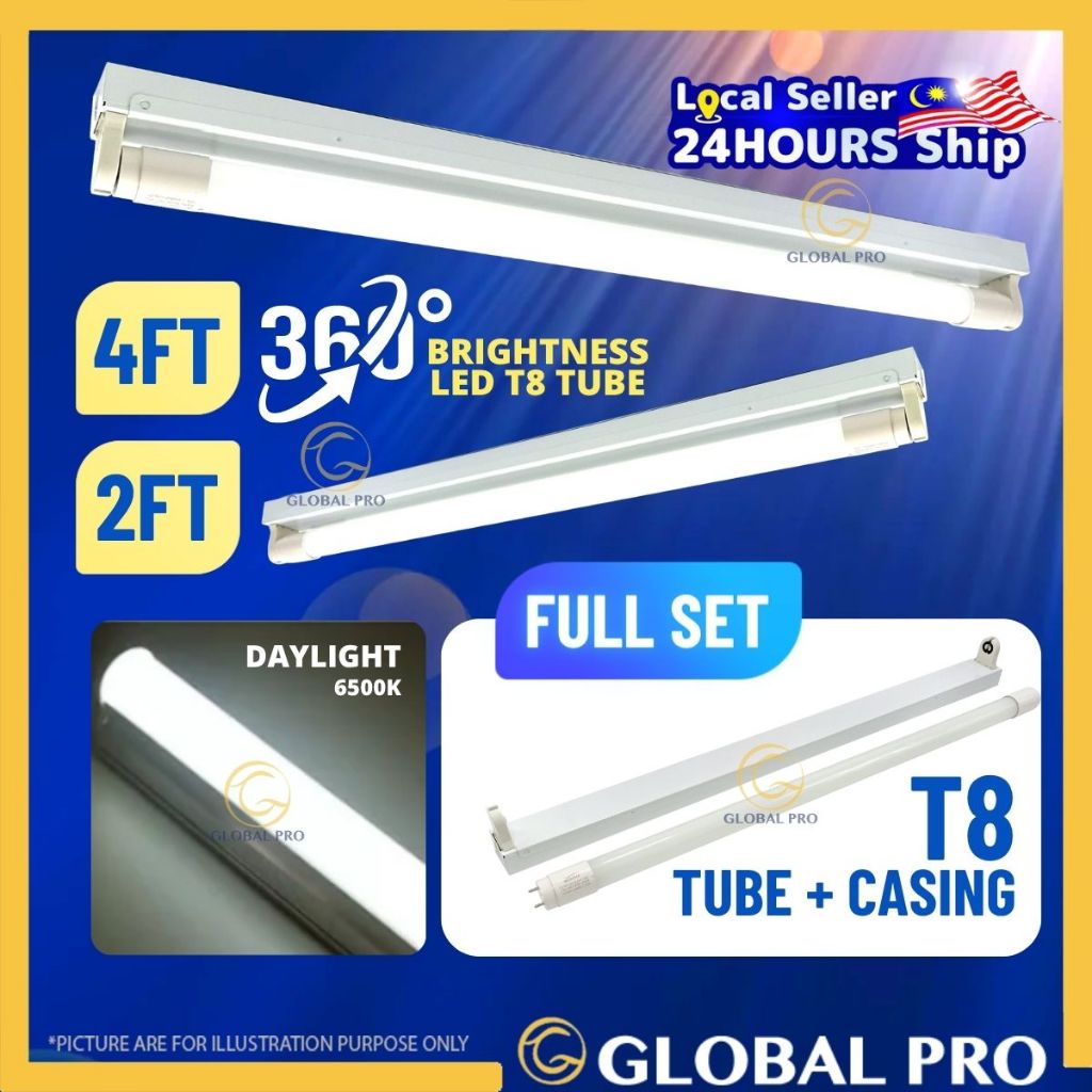 [FULL SET] 2FT 4FT T8 Led Tube Light Lampu Kalimantang LED Set Lampu Panjang LED Ceiling Light ...