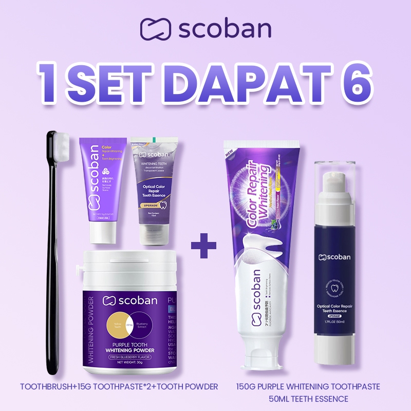 Scoban Set Ubat Gigi Ungu (50ml) + Serbuk Pemutih Gigi + Ubat Gigi ...
