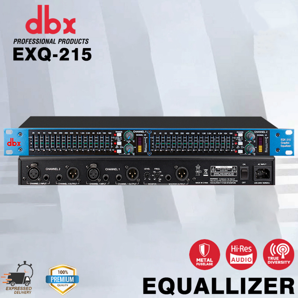 DBX EQX215 (Blue) Professional Equalizer with Separate Subwoofer Output ...