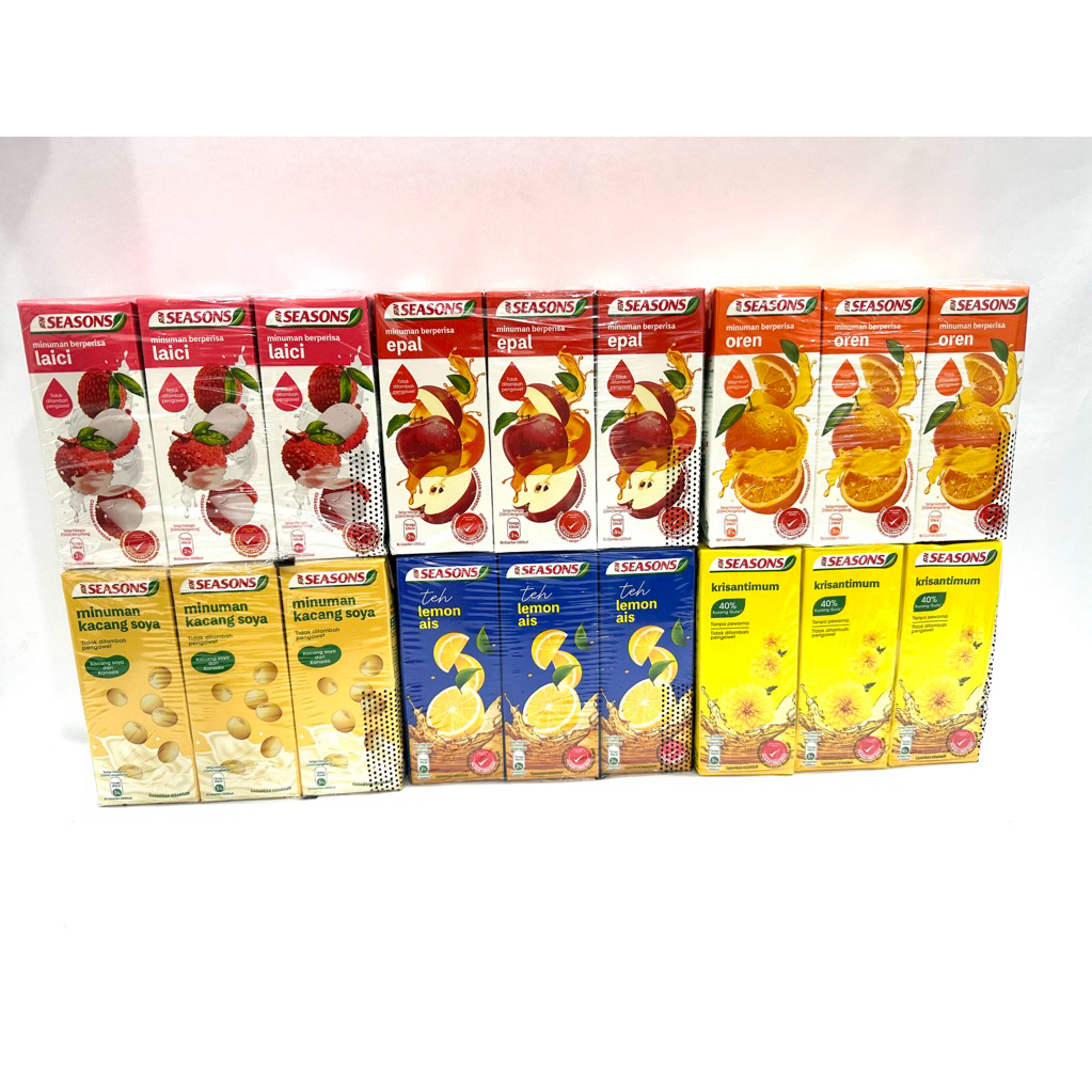 (Outer) Seasons 6’s x 250ml Kotak Soya / Bunga / Lemon / Oren / Apple ...