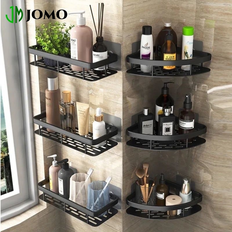 JOMO Non-perforated triangular/Square aluminum bathroom rack non-nail ...