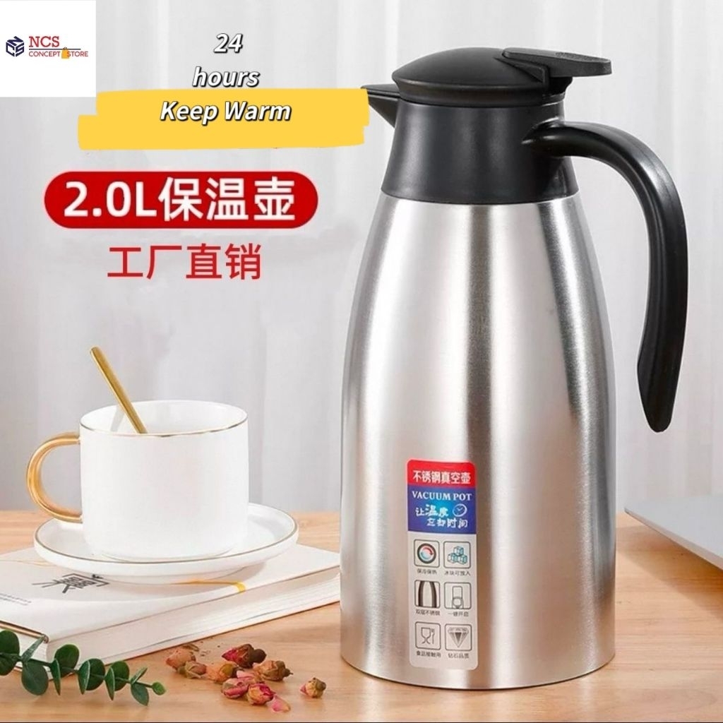 1.5L /2.0L Thermos Flask Vacuum Double Layer Stainless Steel Jug Hot ...