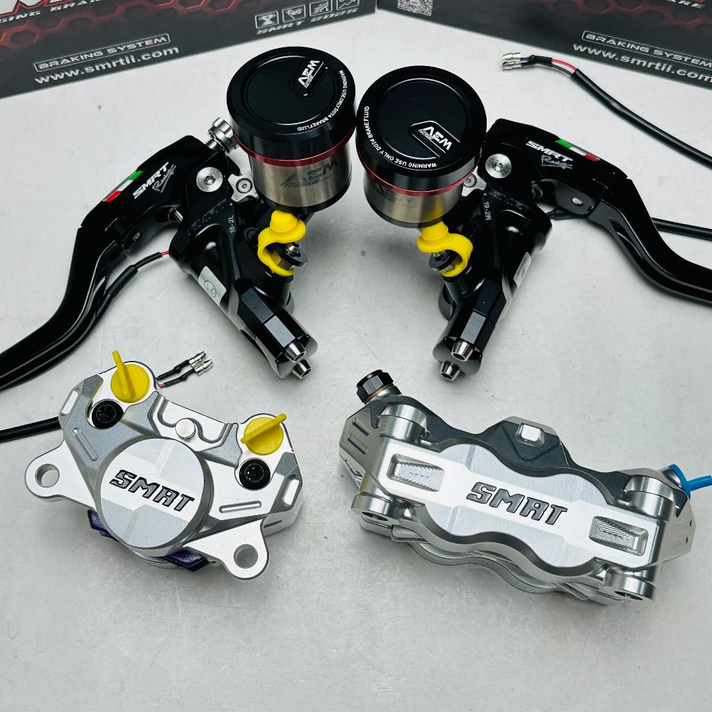 SMRT M07CC FULL SET CALIPER FRONT 4POT & REAR MASTER PUMP 17MM SIAP AEM ...