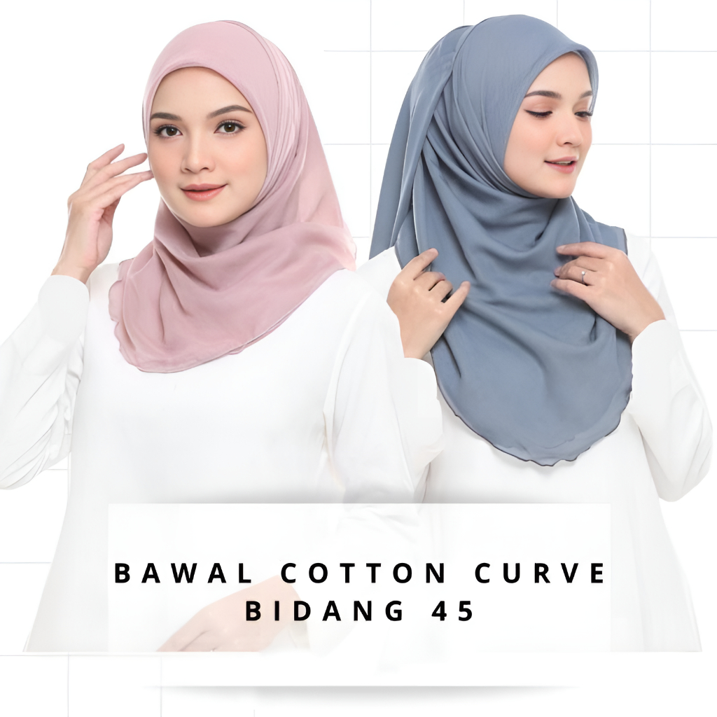 Tudung Bawal Cotton Curve Ruffle Plain Bawal Sulam Bidang 45 (Ready ...