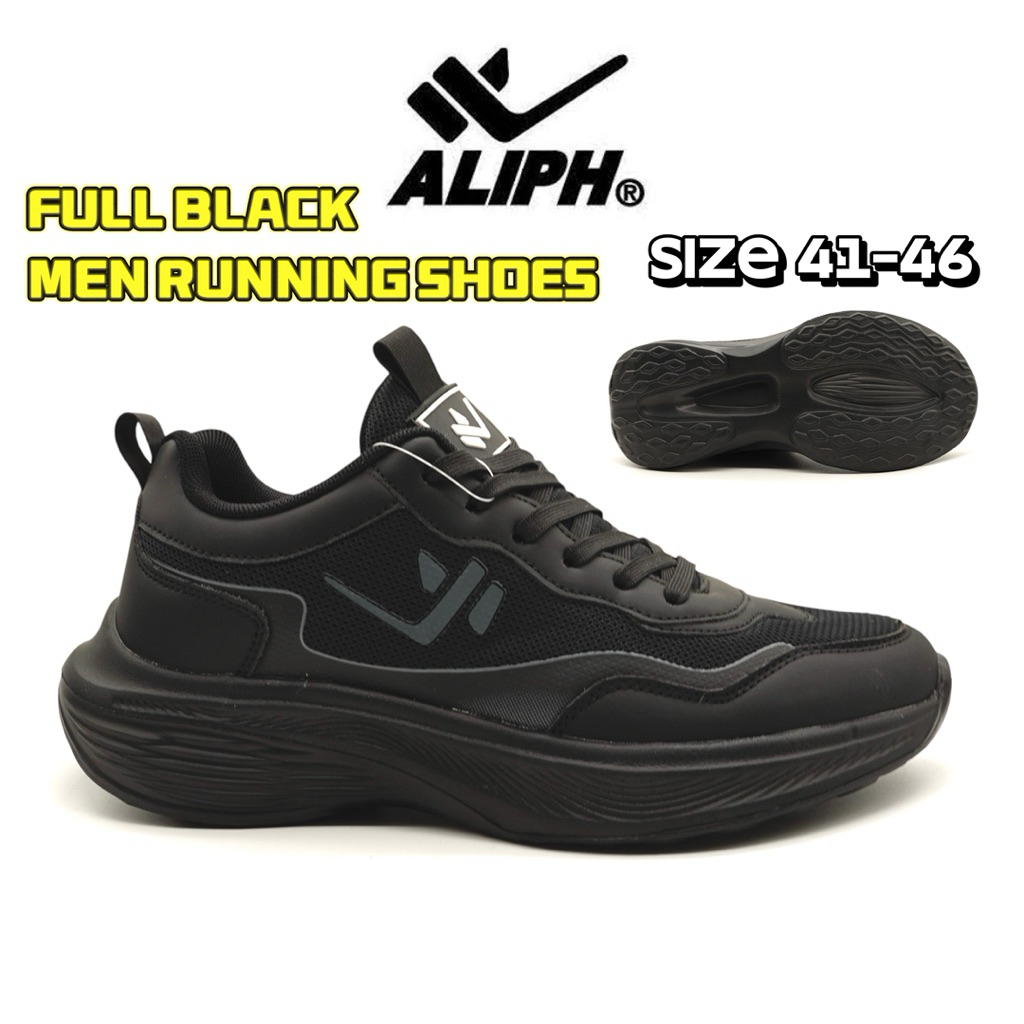 ALIPH Original Men’s Running Shoes Black Lightweight Comfort Kasut Lari ...