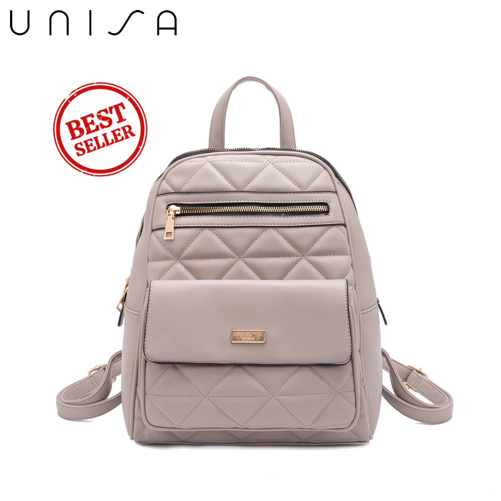 UNISA Quilted Backpack with Front Pocket (Black/Blue/Green/Taupe ...