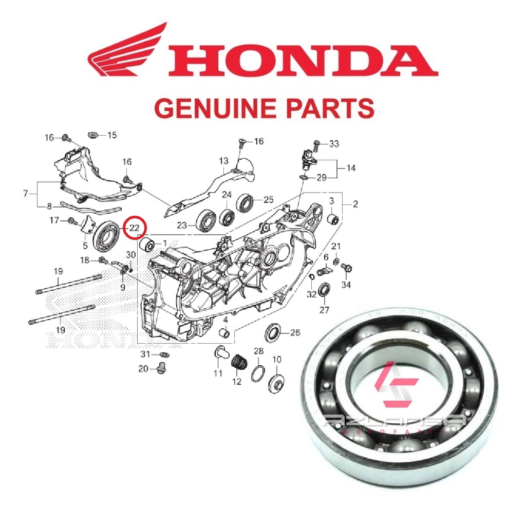 Bearing Radial Ball Special 6207 ( 91002-K2S-N01 ) ADV 160, PCX 160 ...