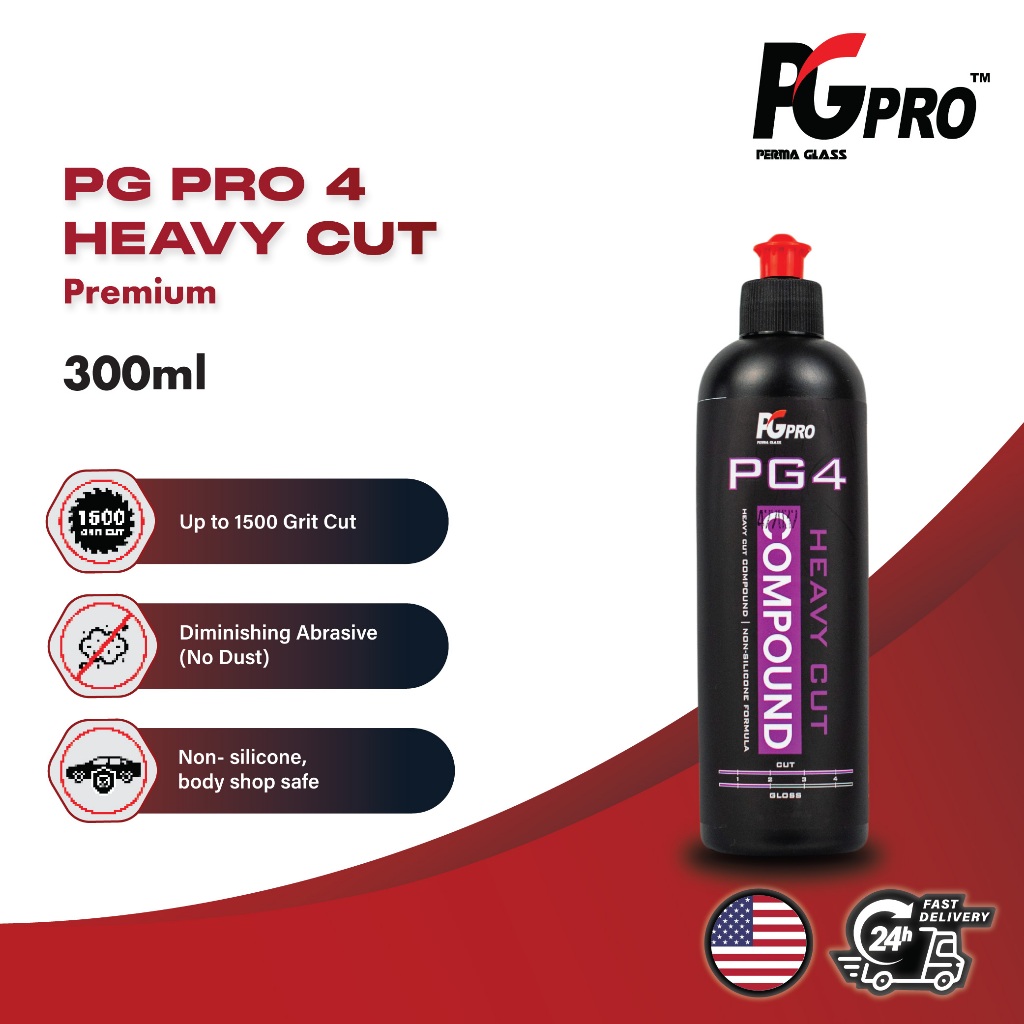Perma Glass PG Pro V2.0 Heavy Cut (PG4) (300ml) | Compound | High Abrasive, Silicone-Free, Heavy ...