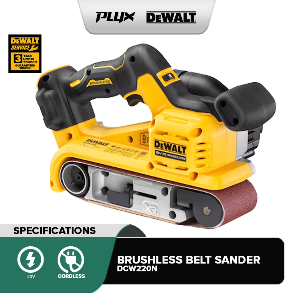 Dewalt DCW220N-XJ 18/20V Brushless Cordless Belt Sander, 75mm x 533mm ...