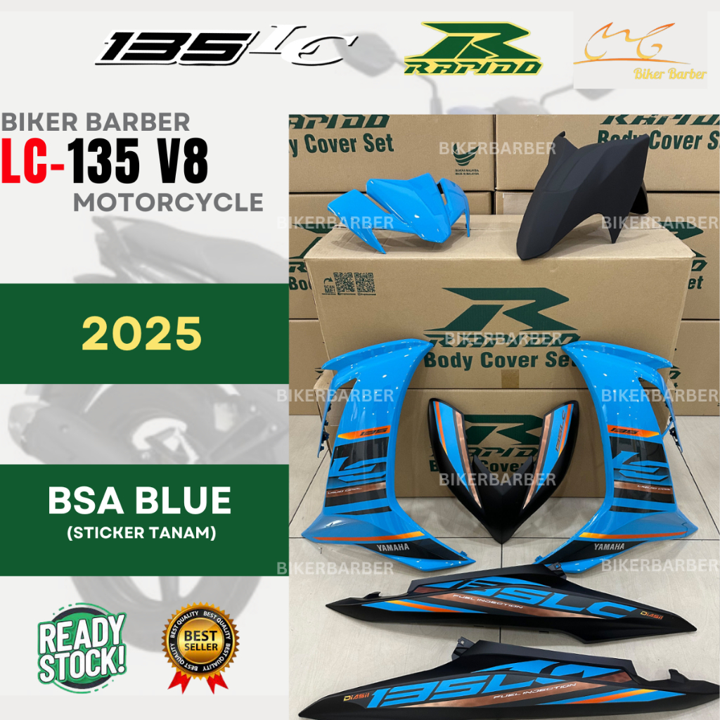 RAPIDO Coverset Yamaha Lc135 Fi V8 2025 Merah Titan Biru Hijau Grey ...
