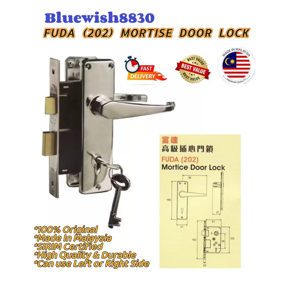 100% Original FUDA 202 Mortise Lock 2-Level Mortise Grill Door 2 Lever ...