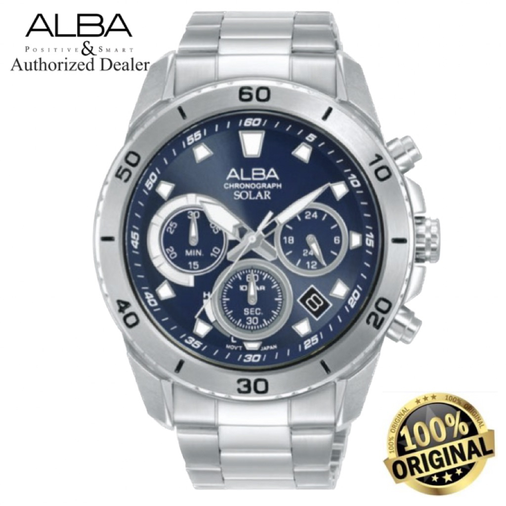 (Official Warranty) Alba Active Solar Power Chronograph Stainless Steel ...