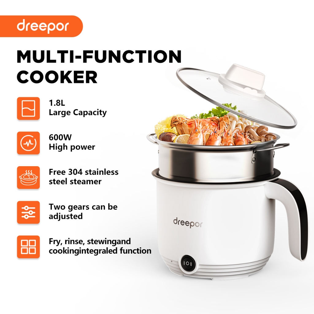 Dreepor Periuk Nasi Mini 1.8L Elektrik Periuk Panas Tidak Melekat Kecil ...