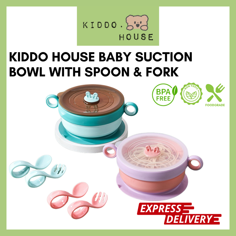 Kiddo House Mangkuk Penyedut dengan Sudu & Garpu Baby Suction Feeding ...