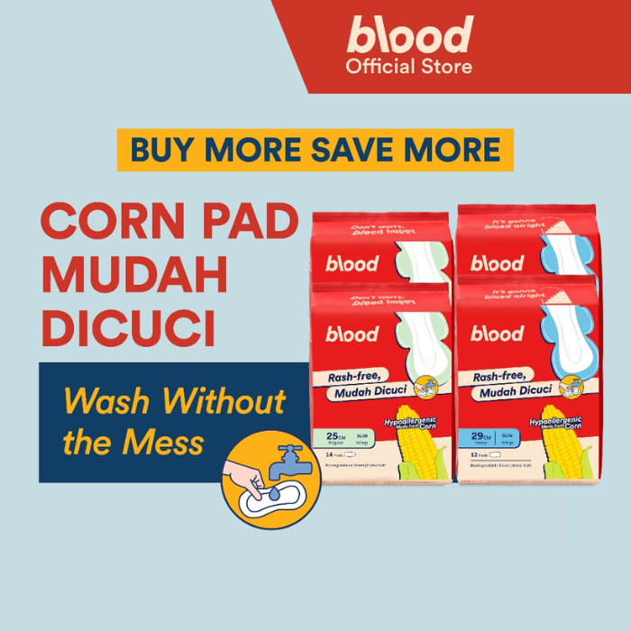 Bundle of 4| Blood Corn Pad Mudah Dicuci | Tuala Wanita Jagung Mudah ...