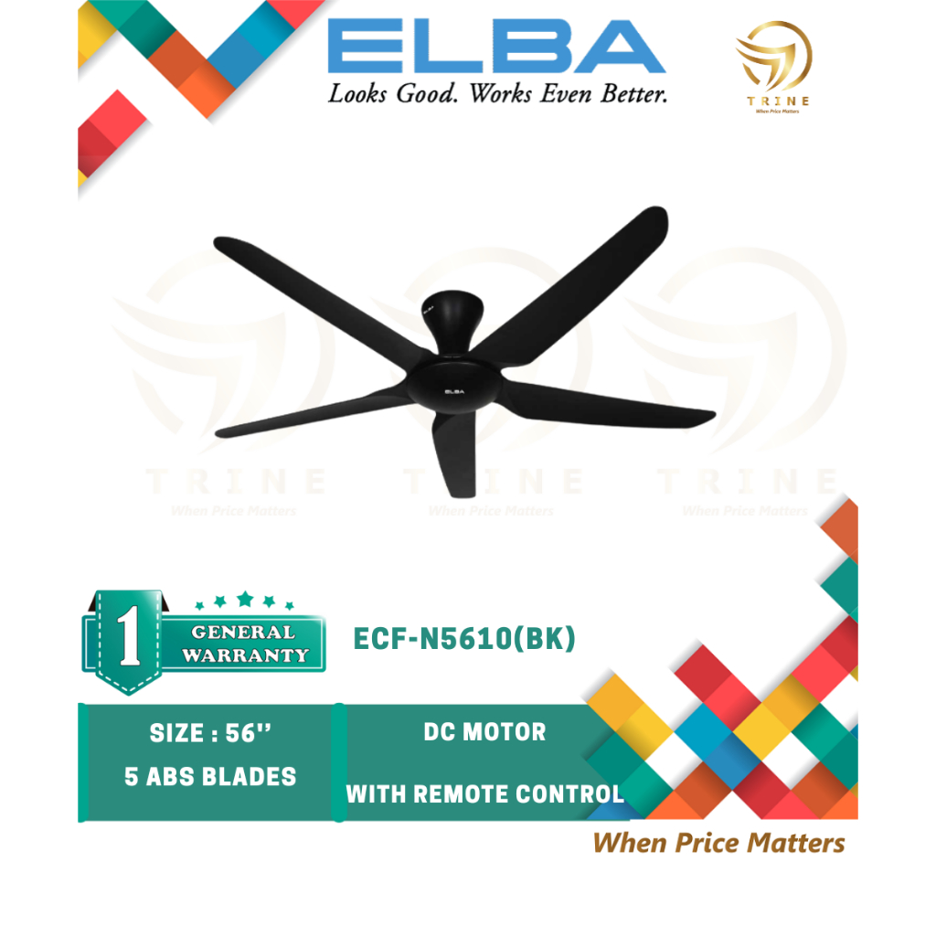 ELBA 56" CEILING FAN / 5 ABS BLADES / DC MOTOR / REMOTE CONTROLLER ...