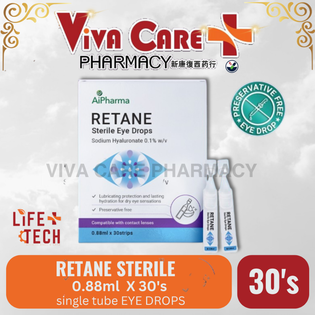 AiPharma Retane Sterile Eye Drops 0.88ML (30'S) | Relief Dryness of ...