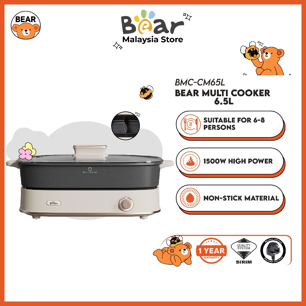 Bear Electric Multi Cooker Dual-Flavour 1600W Knob Control 6.5L (BMC ...