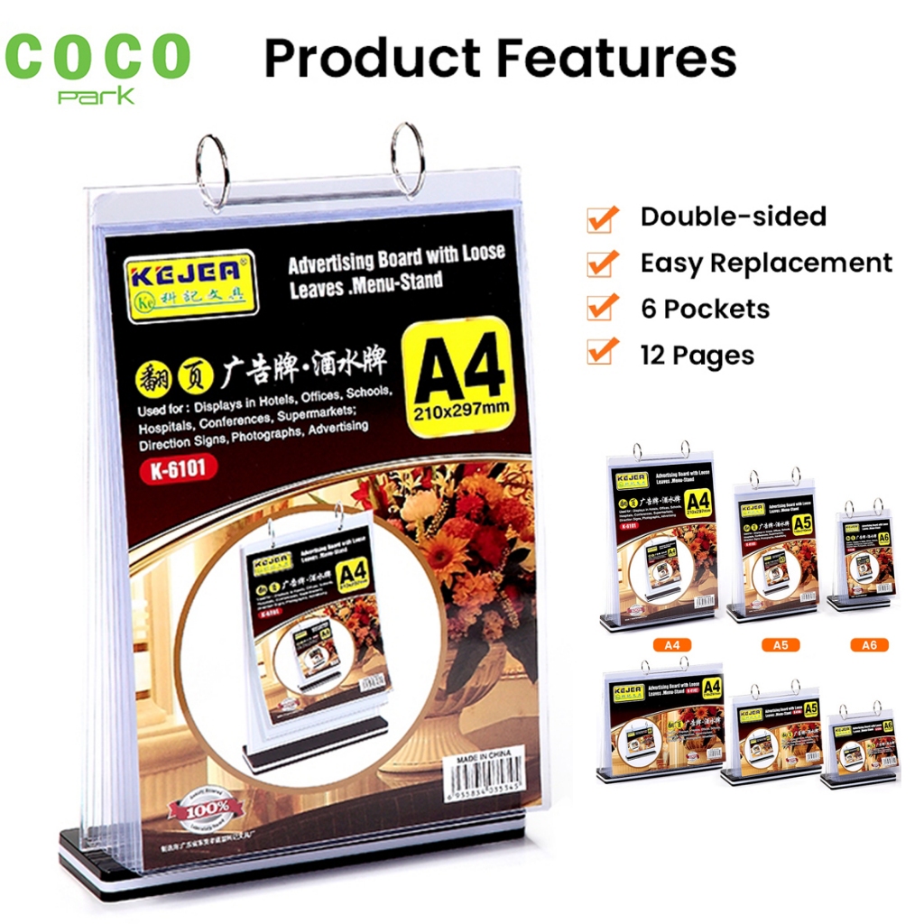 Menu stand Acrylic T Shape Menu Paper Display Stand A4 A5 A6 Flip Menu ...