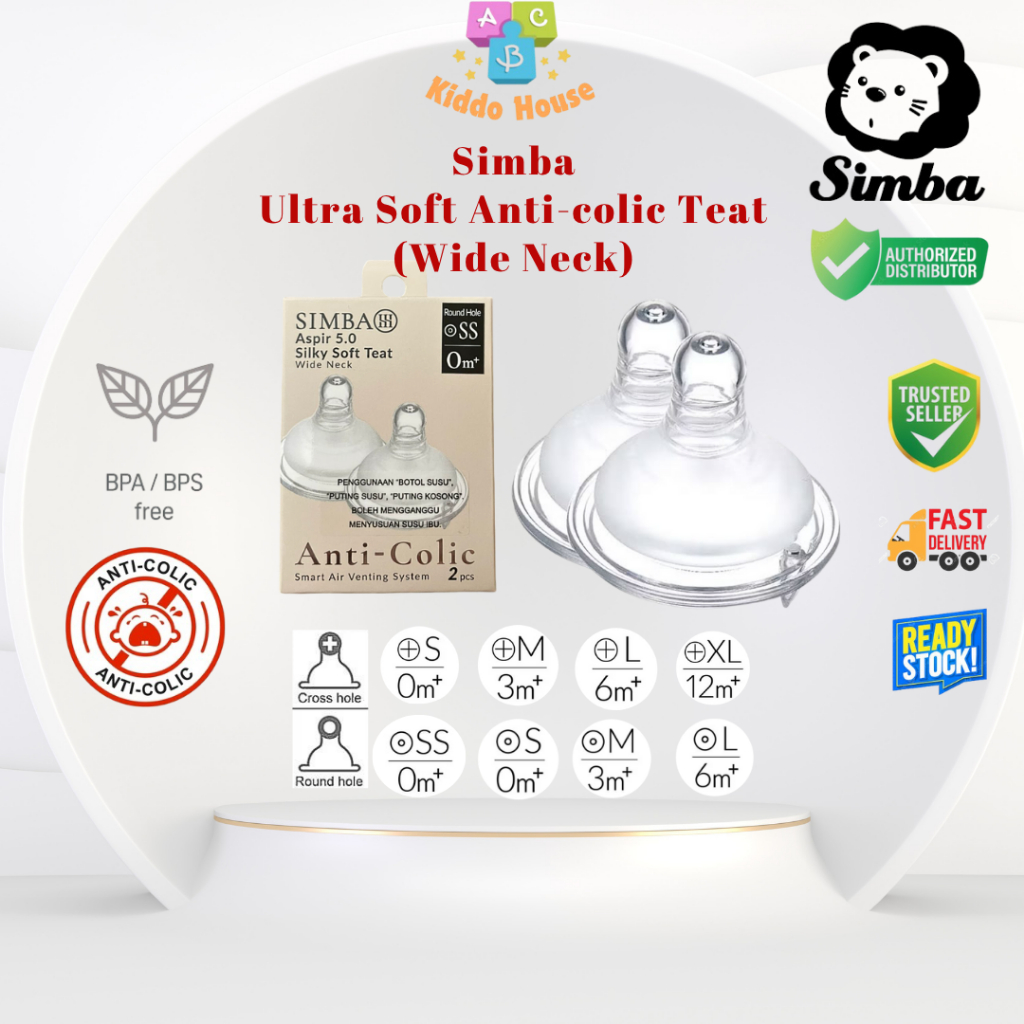 Simba Wide Neck Cross Hole and Round Hole Ultra Soft Platinum Silicone ...