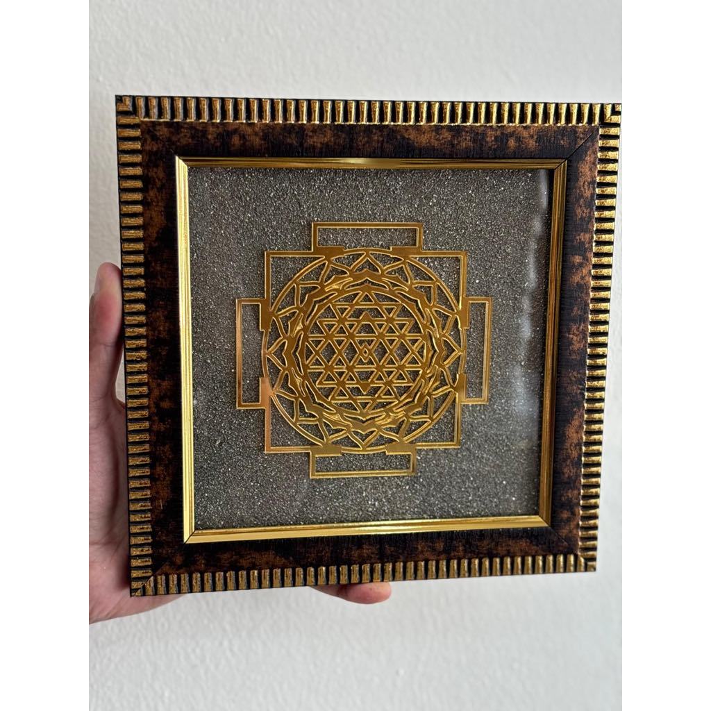 Handcrafted Pyrite Dust Plate with Frame Engraved for Attract Money ...