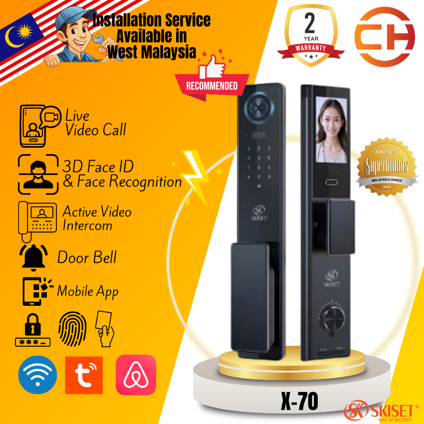 SKISET X-70 Secure Lite Digital Door Lock Smart Lock (Wooden Door ...