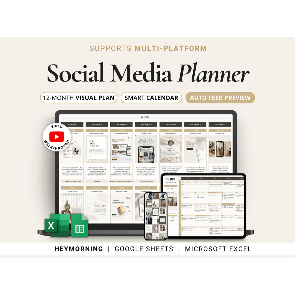 Marketing Team Social Media Content Planner Google Sheets Excel Content ...