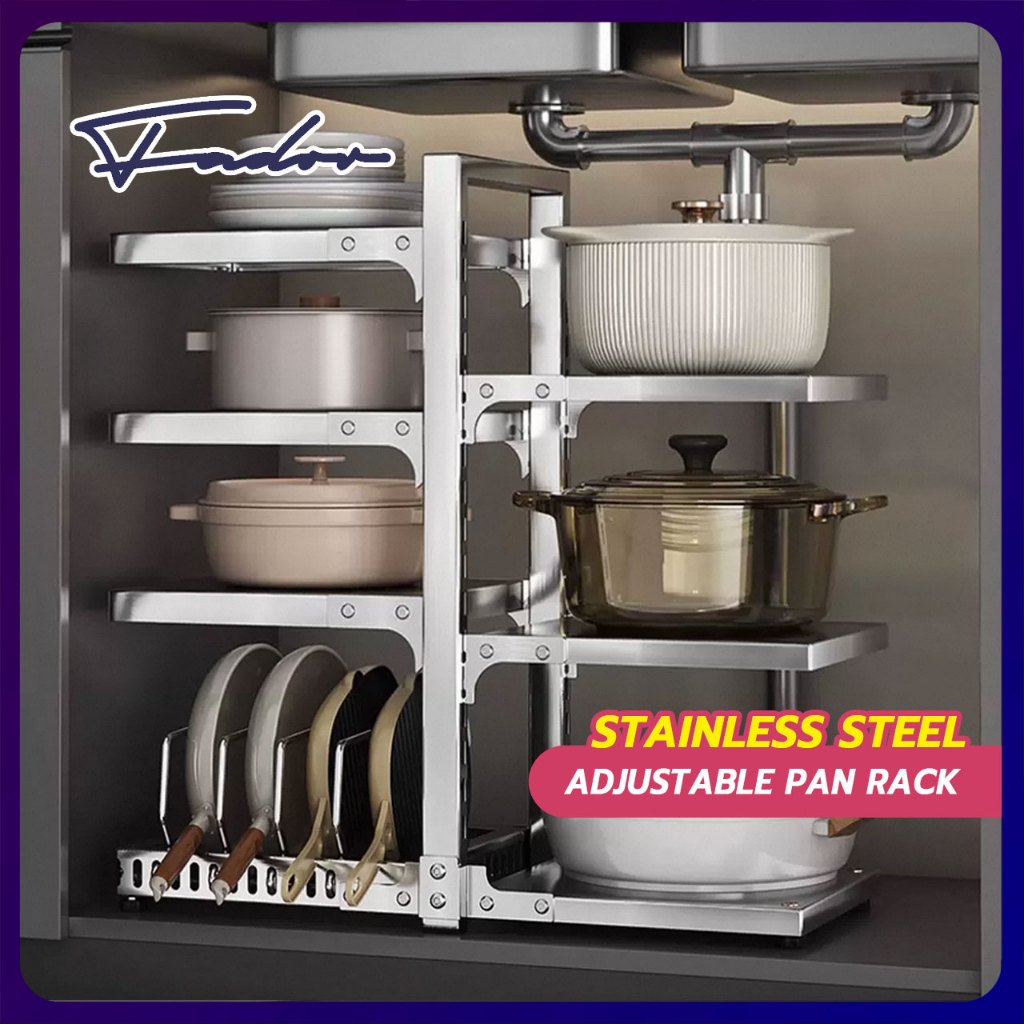 2-5 Tiers Adjustable Pot and Pan Rack Organizer Rak Bawah Sinki ...