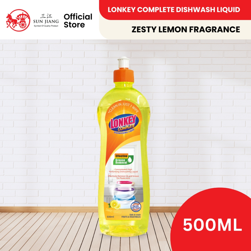 Lonkey Complete Dishwashing Effective grease removal Zesty Lemon(500ml ...