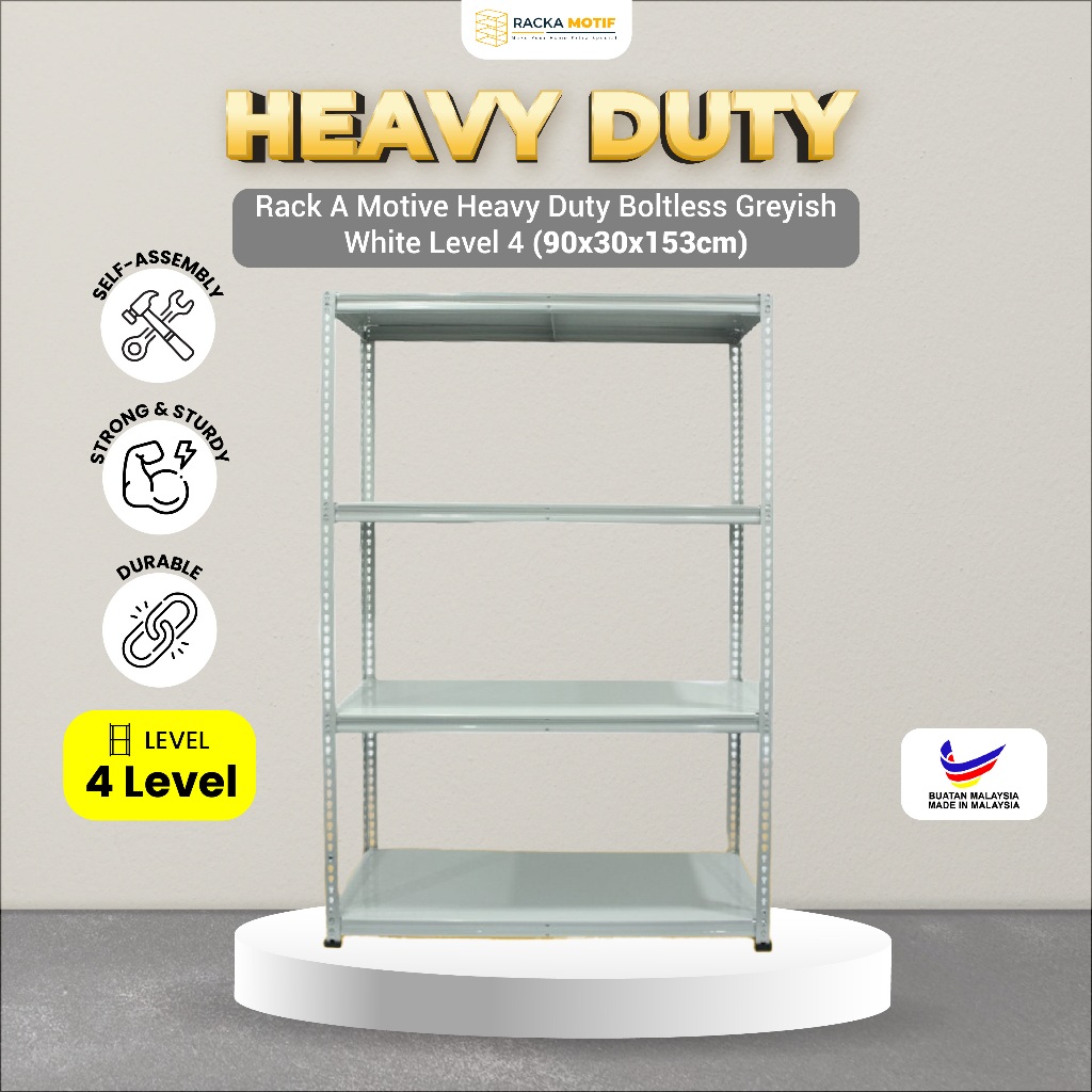 Rack A Motive Heavy Duty Boltless Greyish White - 4 Level Office ...
