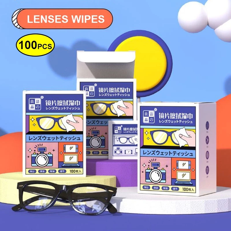 Spectacles Wipes 100pcs Individual Pack Glass Cleaner Wet Wipes Eyewear ...
