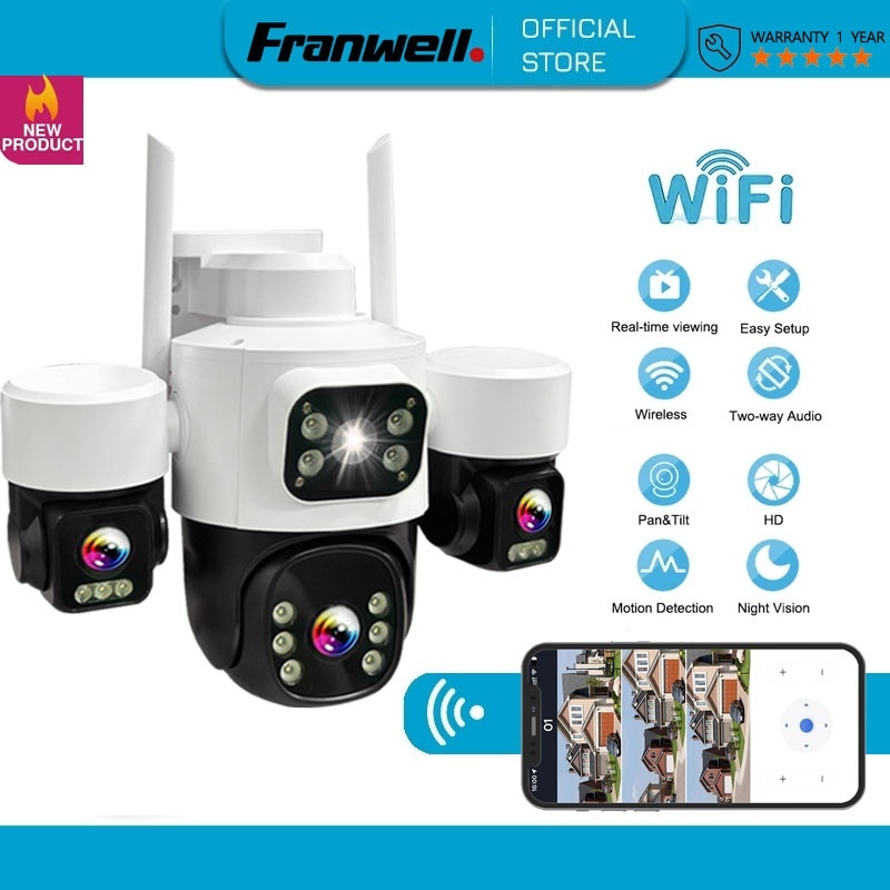 Franwell V380 H30 Wireless CCTV 3Lens 12MP Outdoor IP Security Camera ...