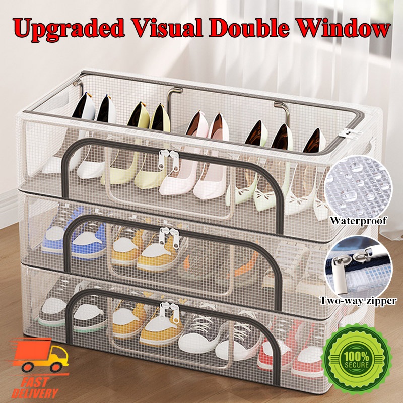 Foldable Shoes Box Steel Frame Waterproof Double Windows PVC ...
