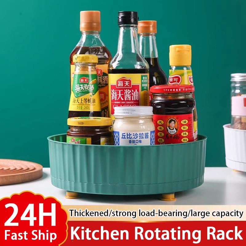 Rotating Spice Rack Organizer Kitchen Storage Shelf Large Capacity ...