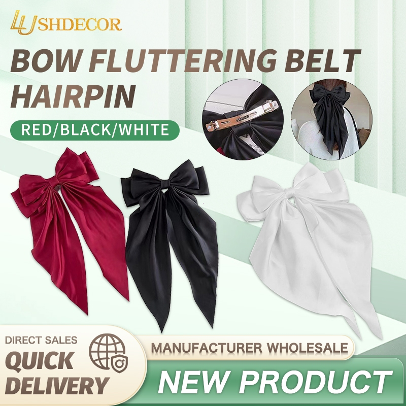 Large Vintage Chiffon Bow Hair Clip - Korean Princess Spring Clip for ...