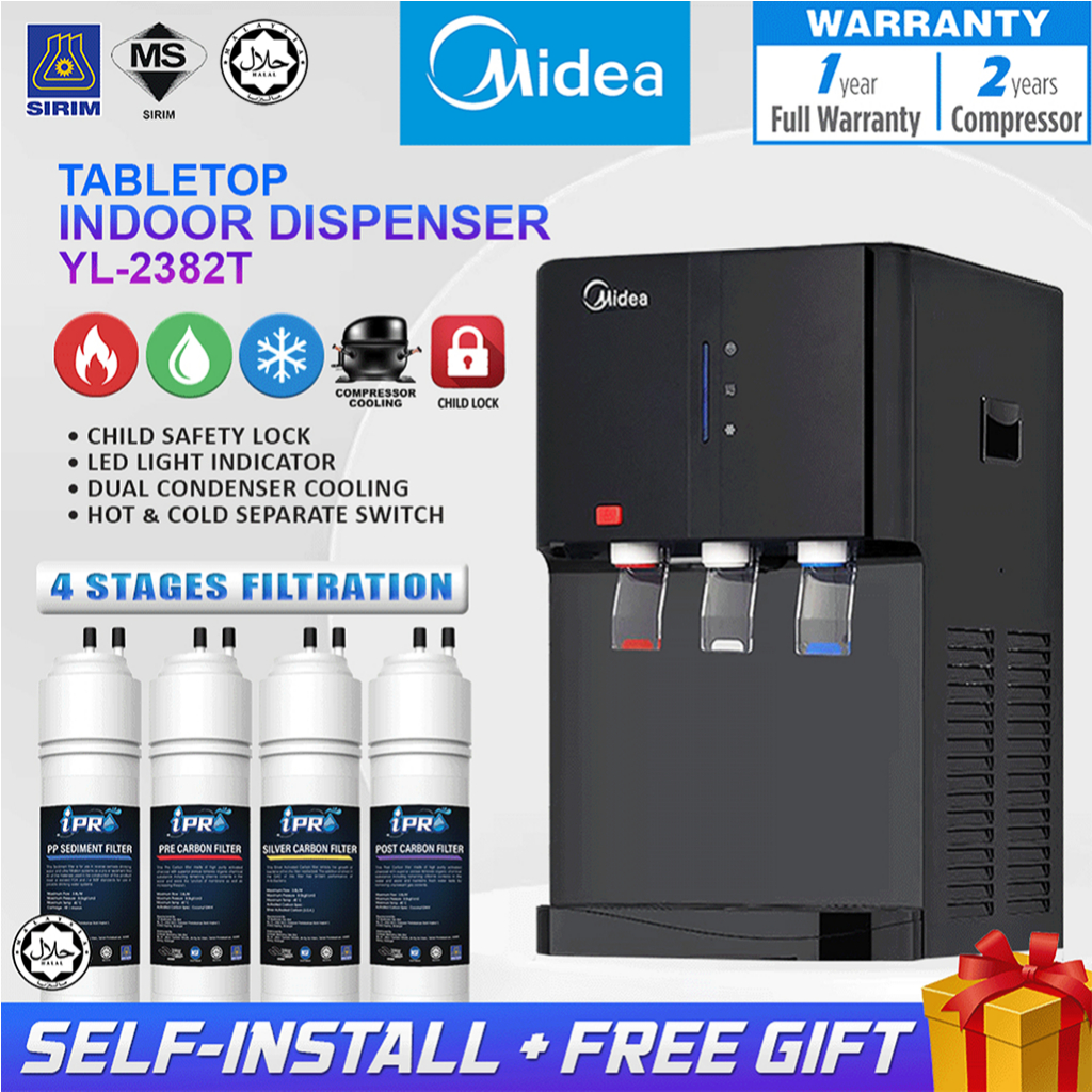 MIDEA Water Dispenser Tabletop Water Purifier Midea 2382 - Compressor ...