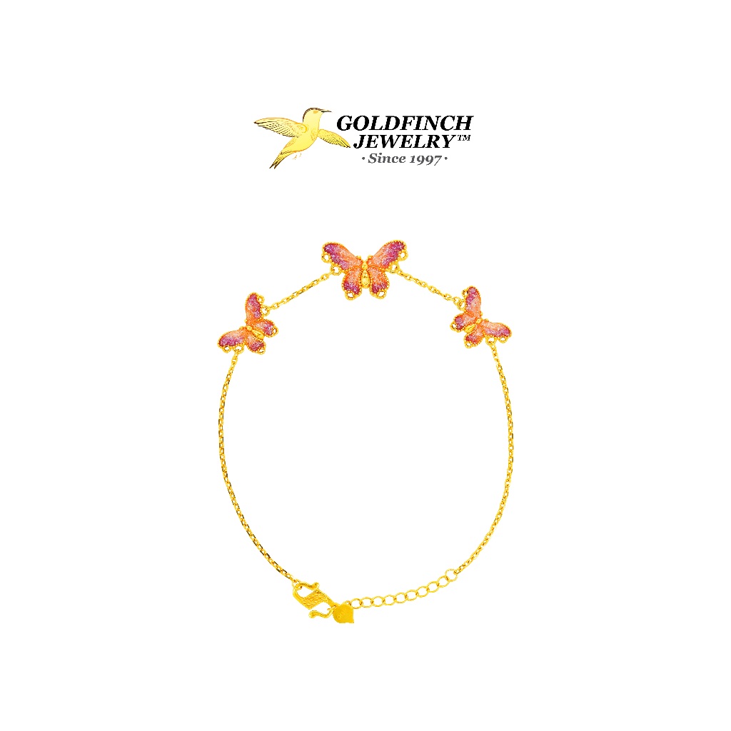 GOLDFINCH 916 Rantai Tangan Tiga Rama-Rama Design Kuning Emas Rantai ...