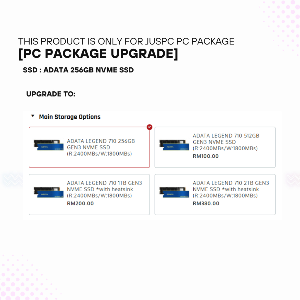 [PC PACKAGE UPGRADE] ADATA LEGEND 710 256GB NVME | Shopee Malaysia