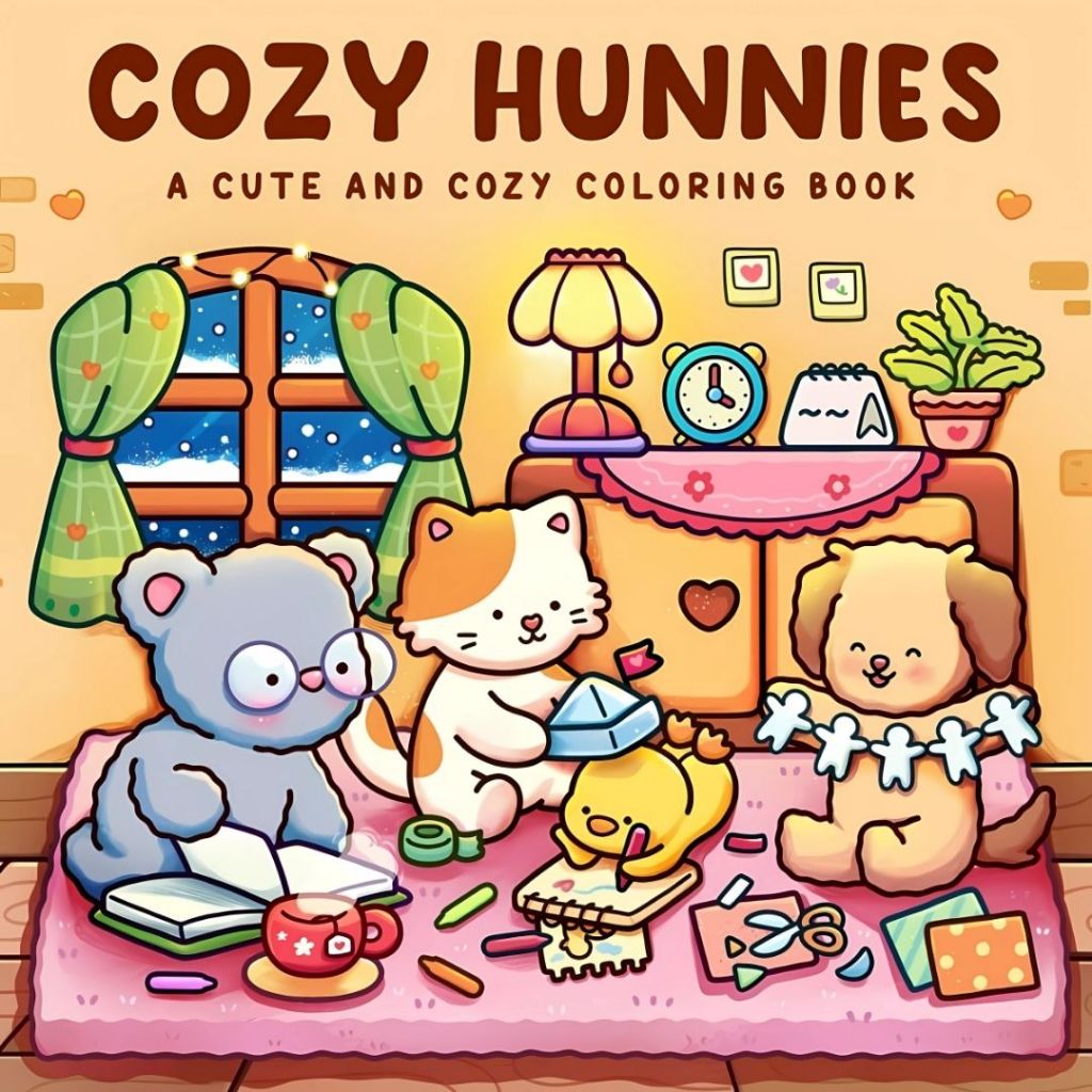 E051 Cozy Hunnies Coloring Book Printable PDF Digital Coloring Pages ...