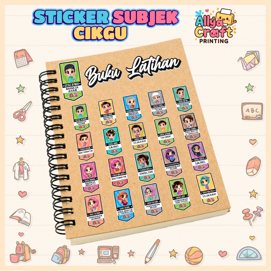 Sticker subjek untuk guru | Sticker Subjek Cikgu | stickker subjek OSEM ...
