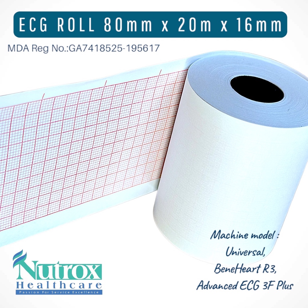 ECG Roll Paper 80mm x 20m x 16mm (1 Roll) Compatible with BeneHeart R3 ...