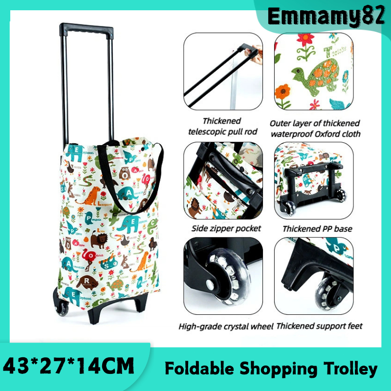 Beg Troli Beli-belah Foldable Collapsible Shopping Trolley Bag ...