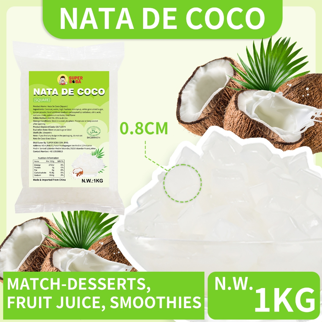 🔥Halal | Super Boba Nata De Coco CocoNut Jelly 1kg Kelapa Segi empat ...