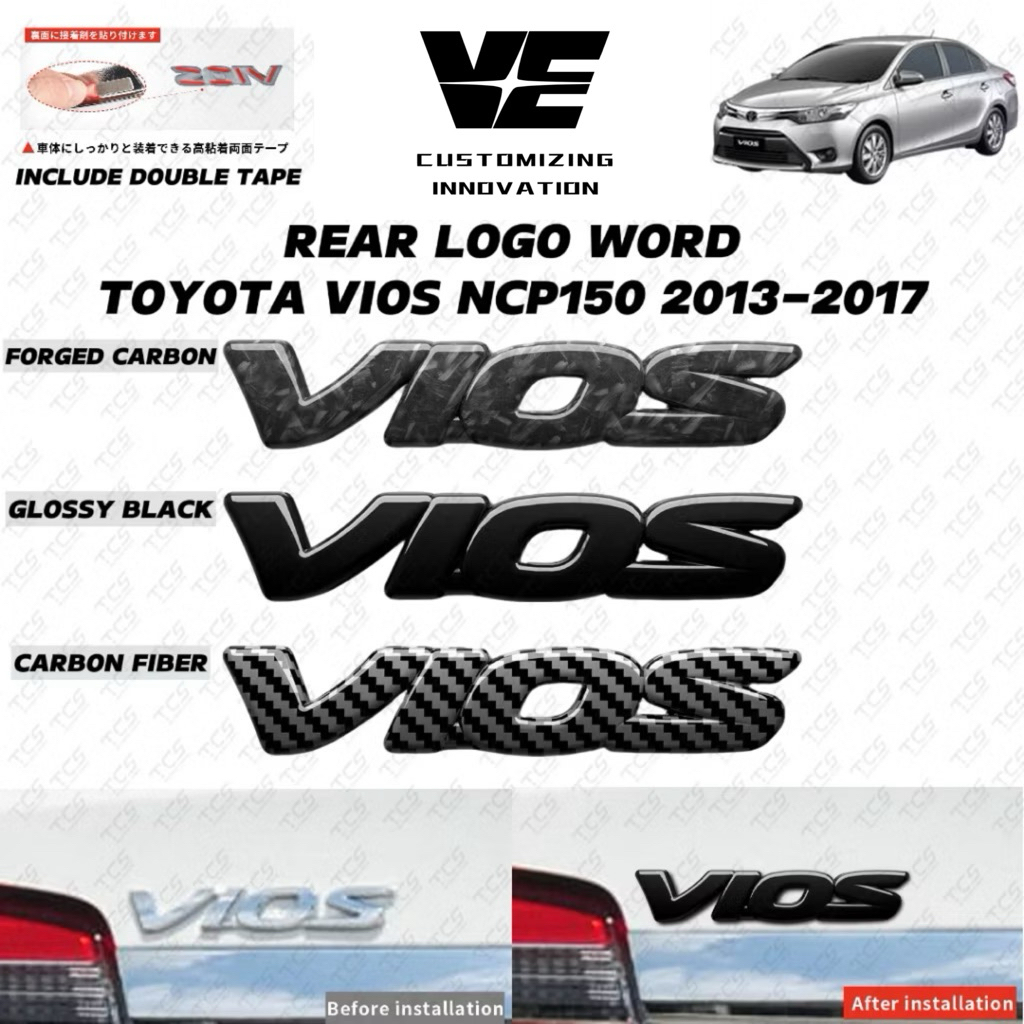 Vemart Toyota vios ncp150 2013-2017 car vios logo word emblem pnp ...