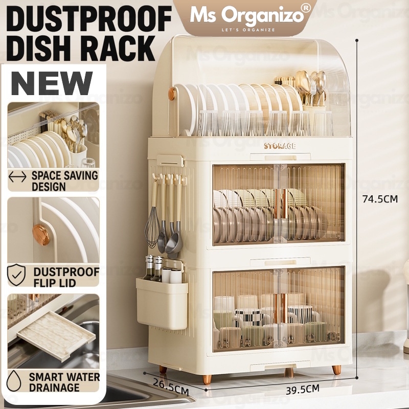 🔥Dustproof Dish Rack with Lid 🔥MSORGANIZO Dustproof Dish Rack Rak ...