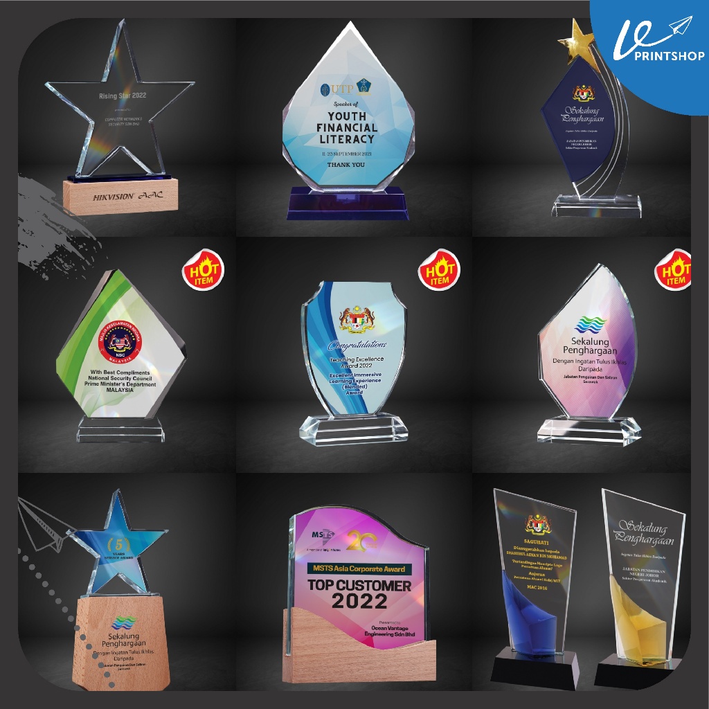 CRYSTAL AWARD/CRYSTAL PLAQUE / TROPHY / Doorgift / Souvenir / Gifts ...